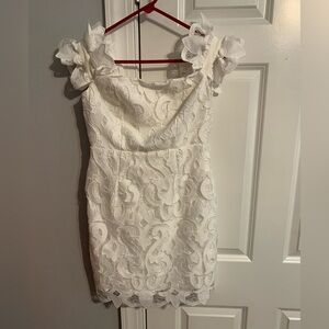 Milly | Dresses | Milly White Guipure Lace Offshoulder Mini Dress ...